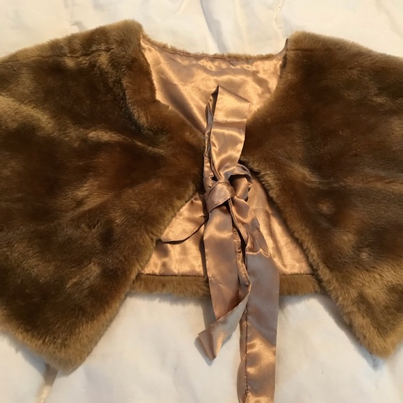 Jackets & Coats | One Size Furry Wrap W Satin | Poshmark